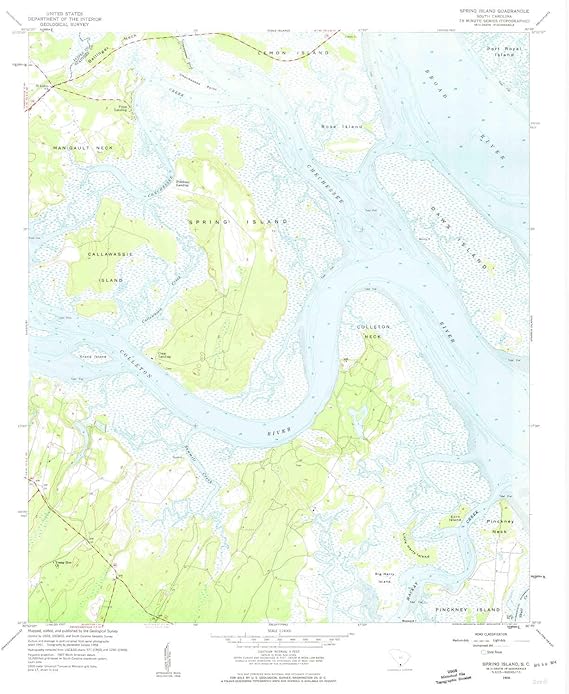 Amazon.com : YellowMaps Spring Island SC topo map, 1:24000 Scale, 7.5 X ...