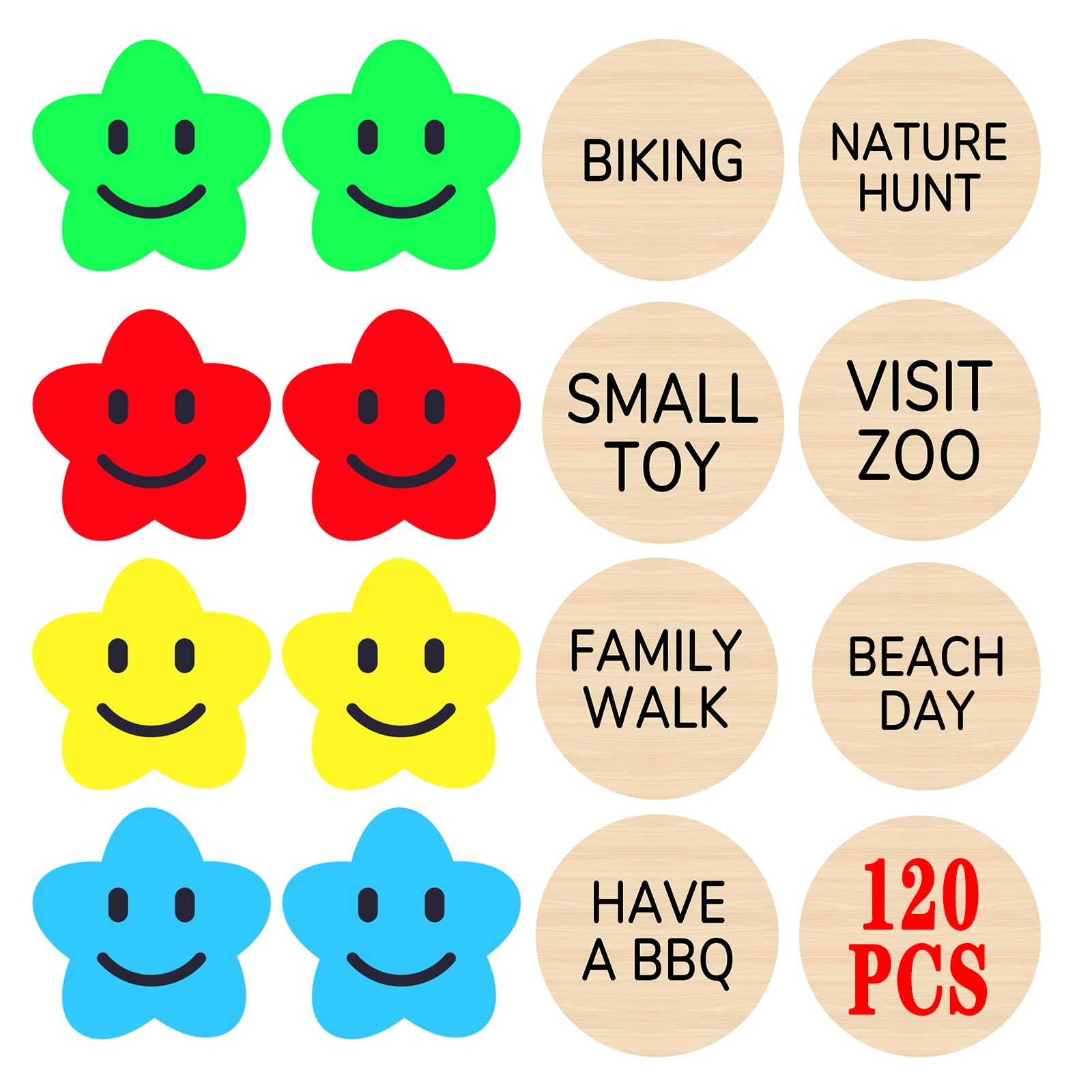 Reward Chore Chart for Kids, 120 Family Activity Rewards & Star Tokens ...