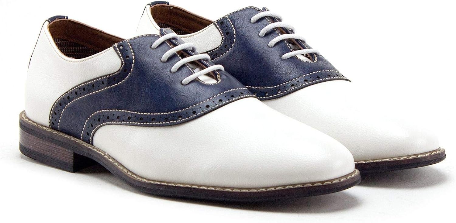 Amazon.com | Jazamé Men's Parker Classic Two Tone Round Toe Saddle ...