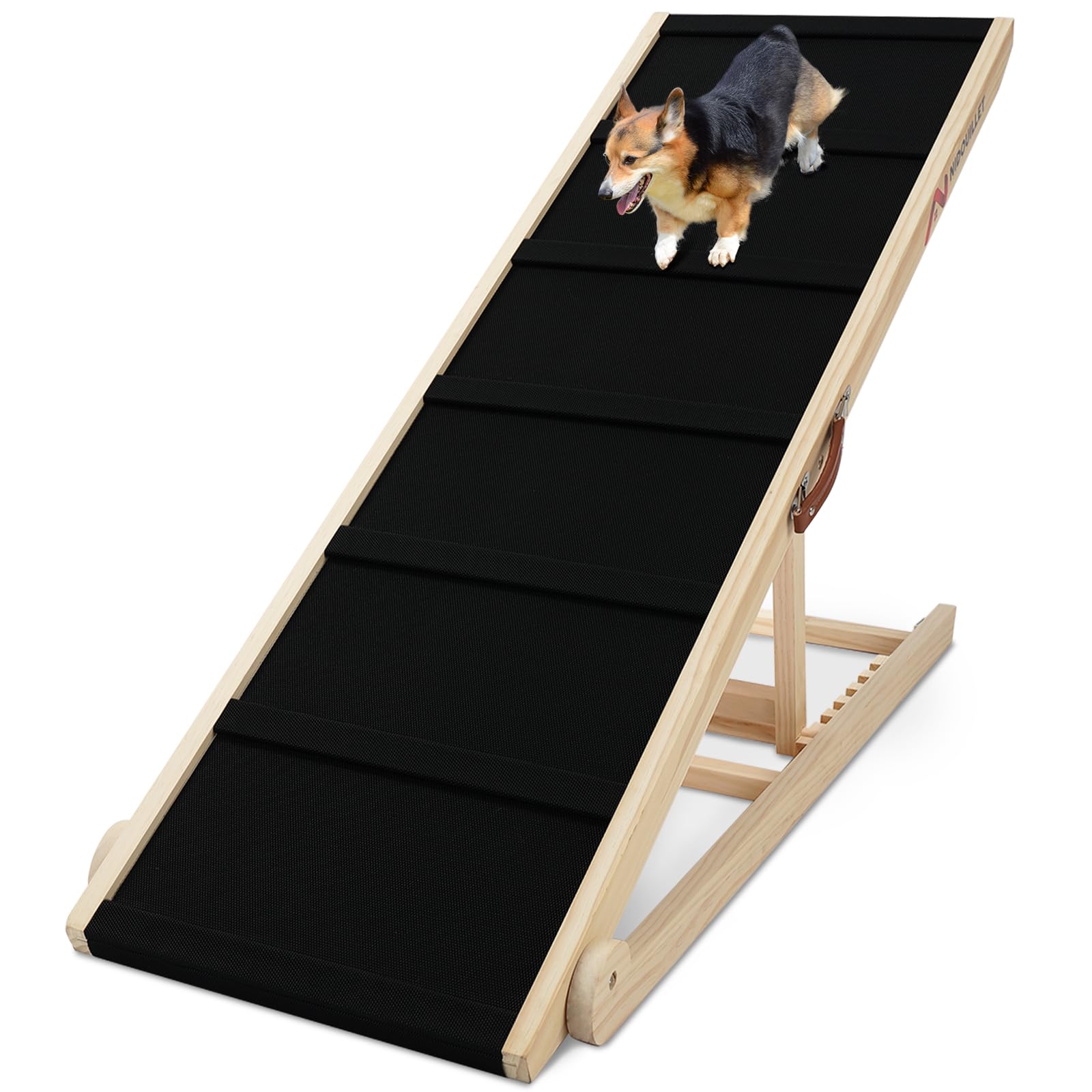 Nidouillet Dog Ramp for Bed, 47.2" Long Wooden Foldable Dog Ramp, 6 ...