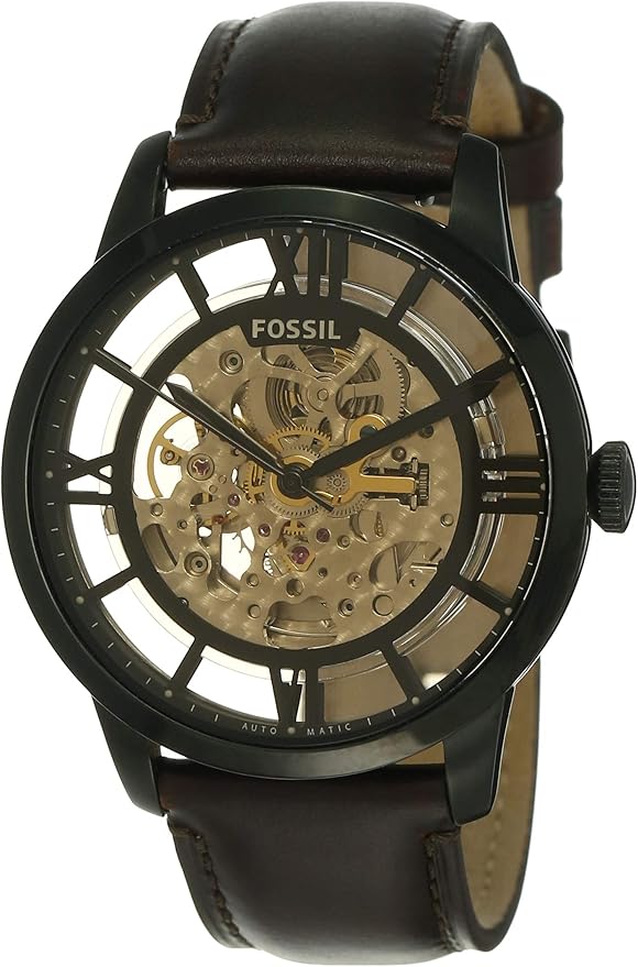 Fossil Townsman Automatic with Dark Brown Leather Strap for Men ME3098 ...