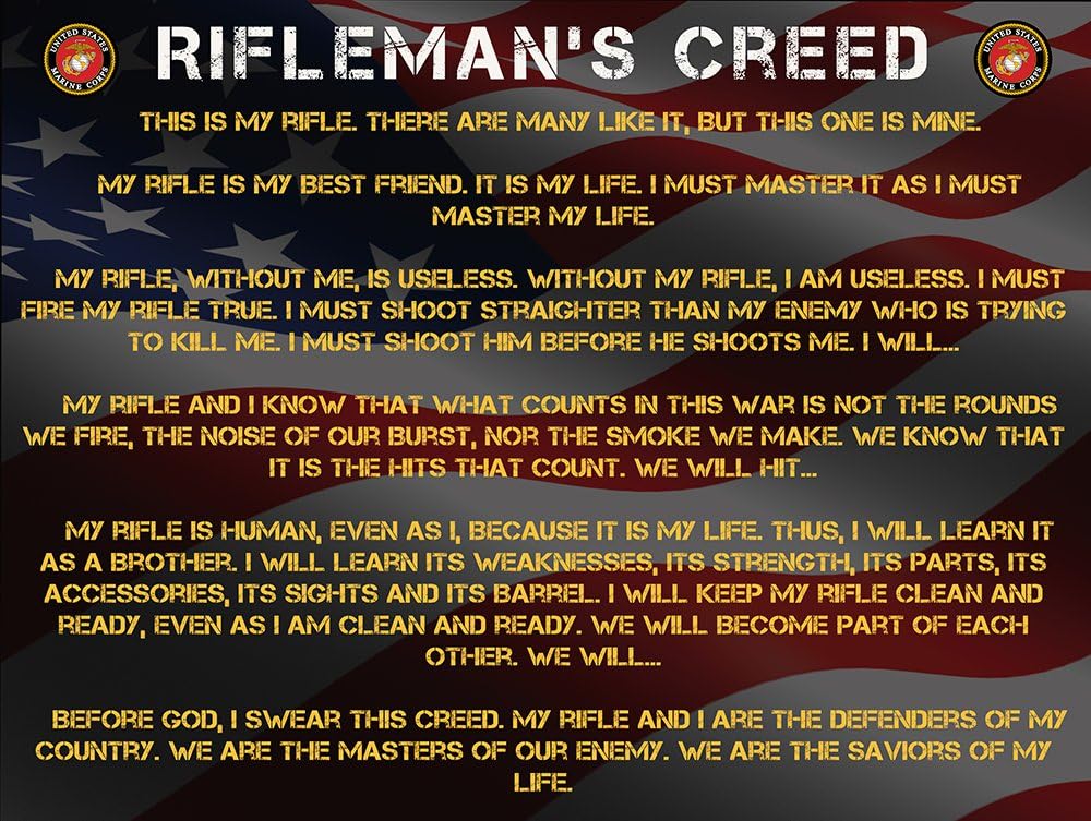 Amazon.com: Marines Rifleman Creed Póster 18 x 24 US Marines credo USMC ...