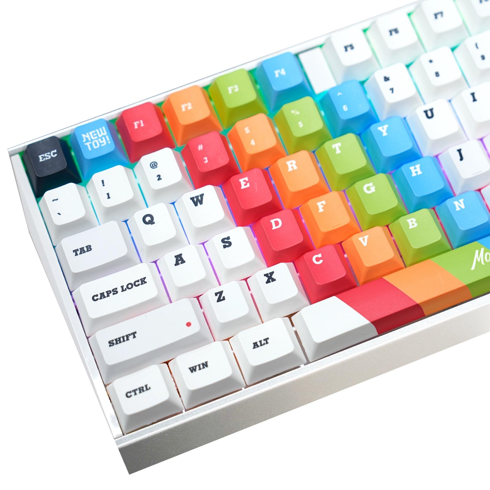 TIMSEKER Rainbow Theme White Keycaps, Dye Sublimation Cherry Profile ...