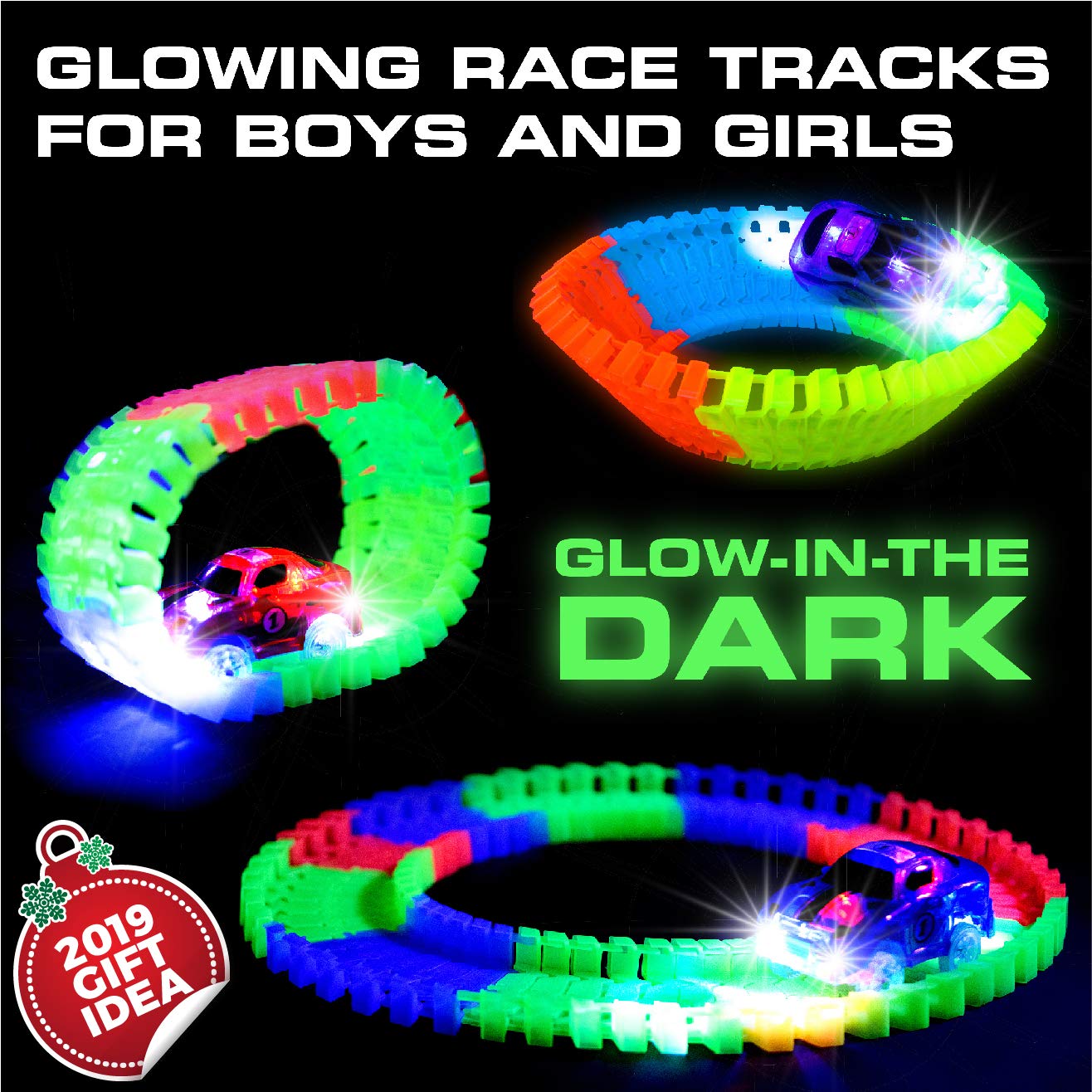 USA Toyz Glow Race Tracks for Boys and Girls - 360pk STEM Building Glow ...