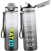 Amazon.com: QLUR Water Bottle with Straw, 27oz Motivational Water Bottles with Time Marker to ...