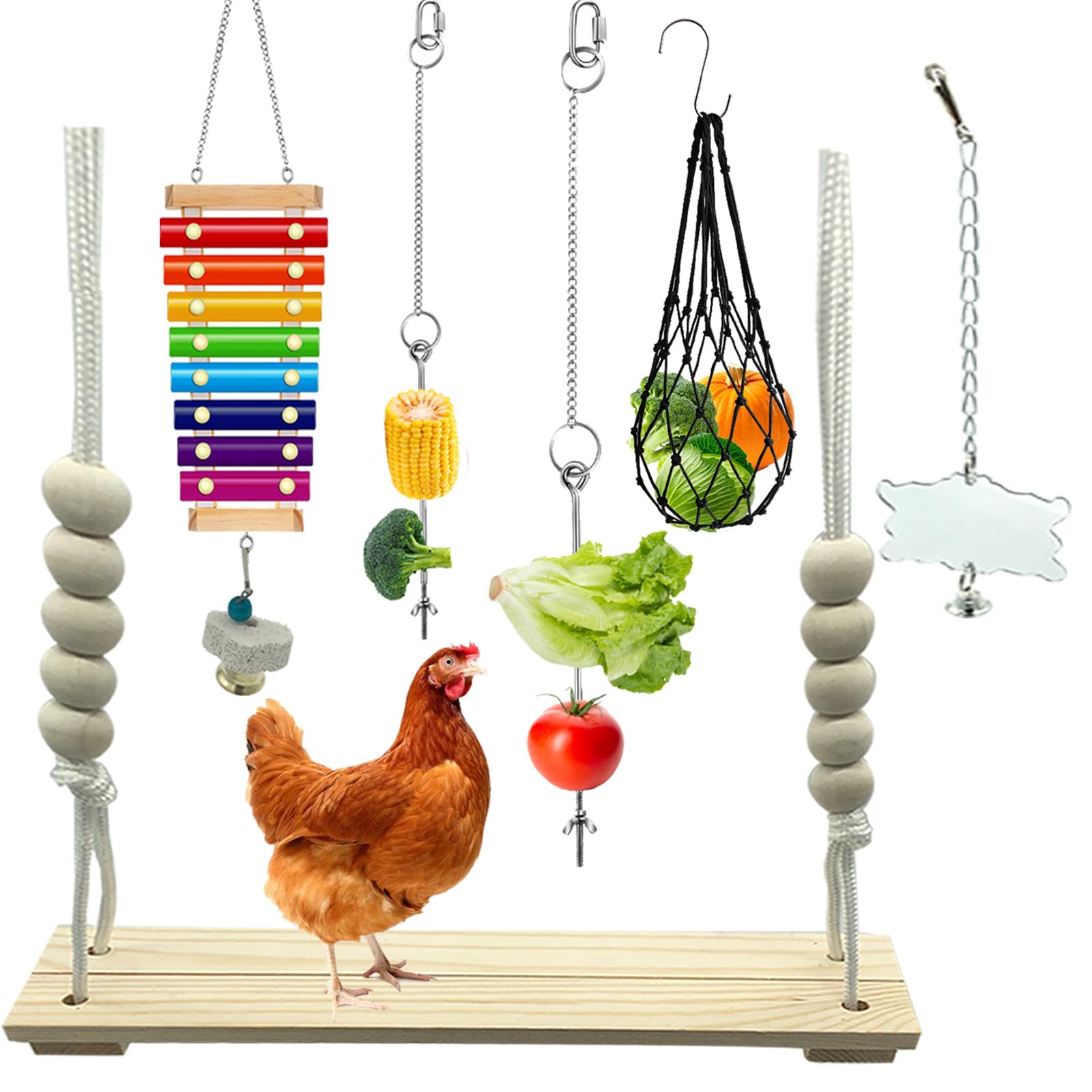 KIEYYRYT 6 Packs Chicken Toys for Coop Accessries, Chicken Swing Toys ...