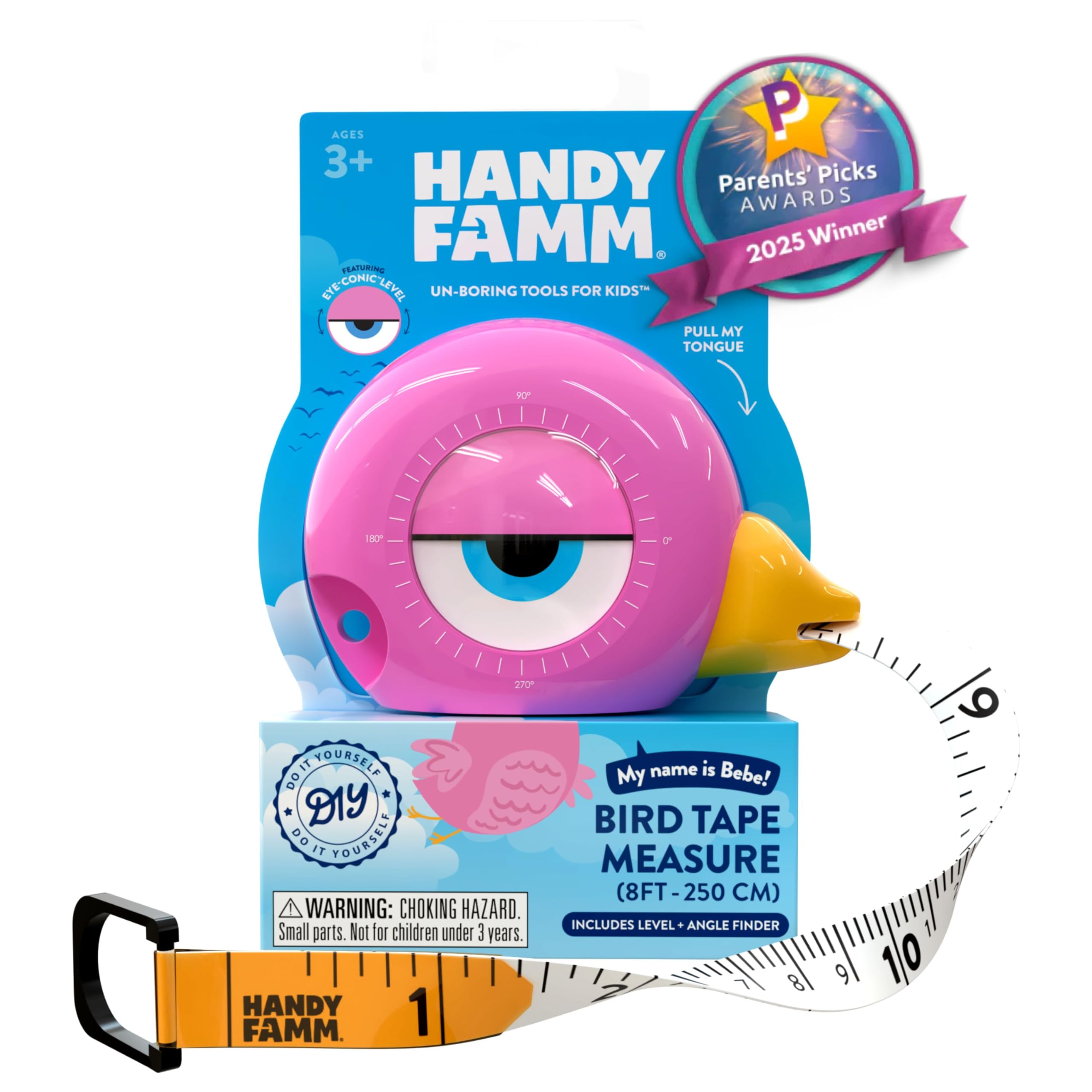 Handy Famm 8ft Pink Bird Tape Measure for Kids – STEM Educational Tool ...