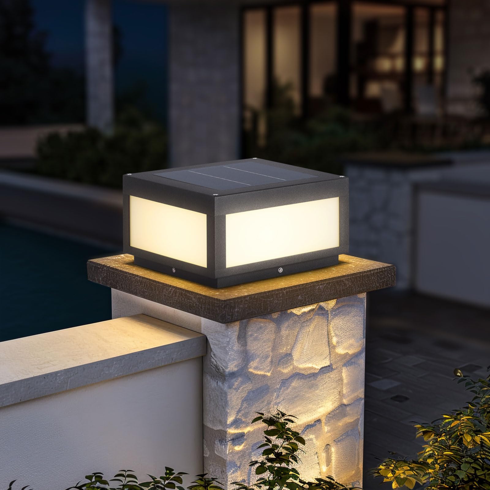 Solar Pillar Light Outdoor,Modern Post Light Dusk to Dawn IP65 ...