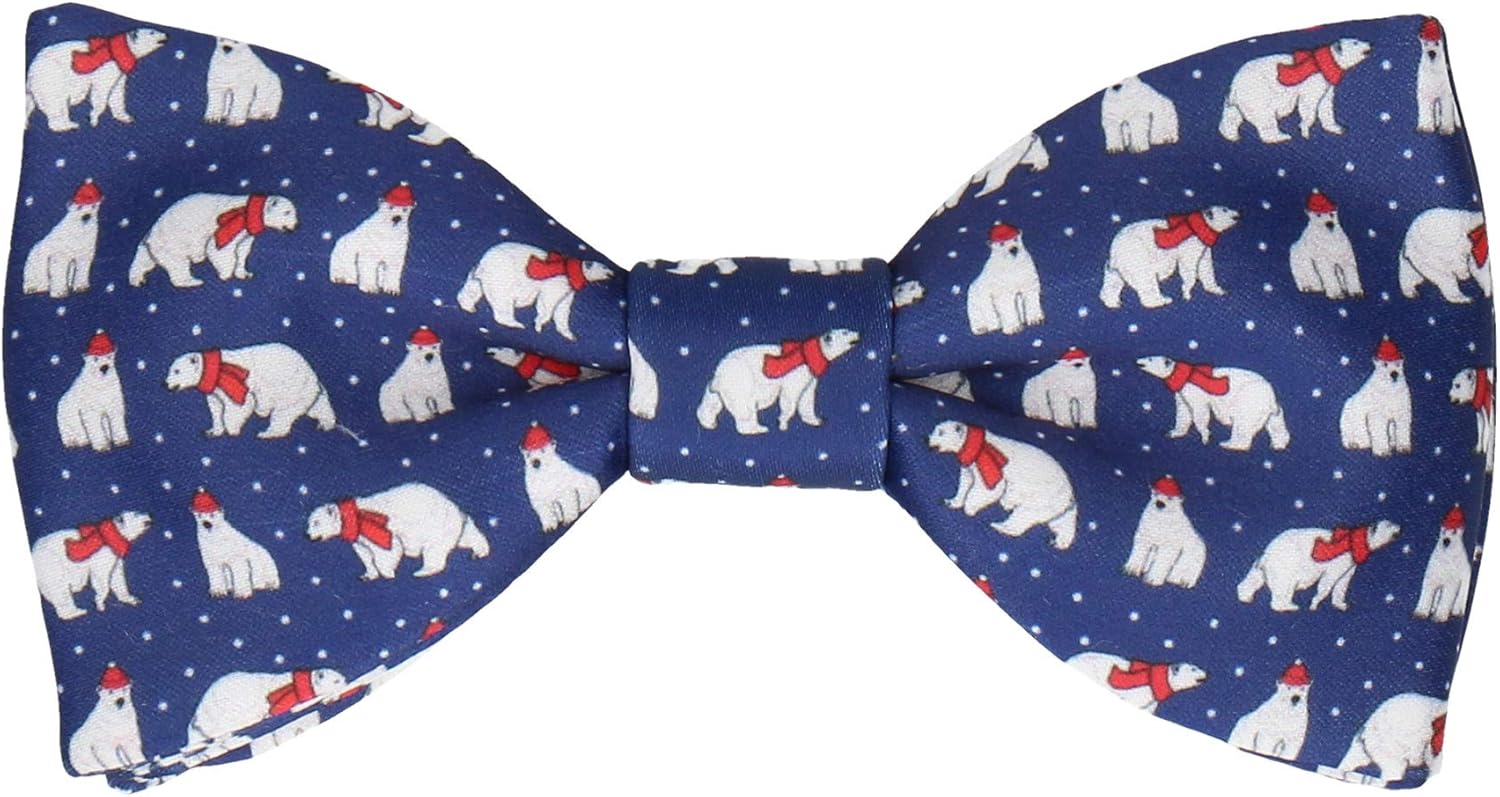 Christmas Polar Bears Blue Bow Tie, Pre-Tied Holiday Bow Tie (Pre-Tied ...