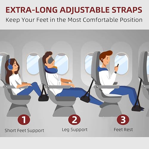 Airline Approved Footrest 2-Pack Airplane Foot Hammock - Adjustable ...