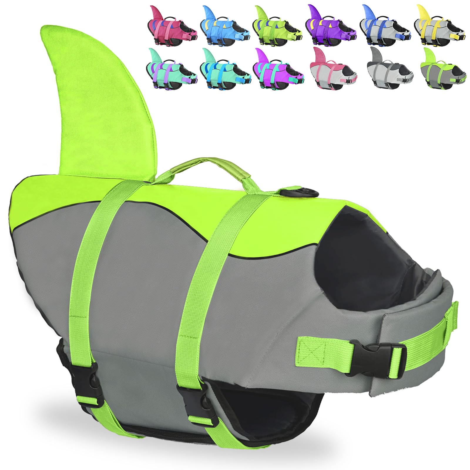 Fragralley Shark Dog Life Jacket, High Buoyancy with Tear-Resistant ...
