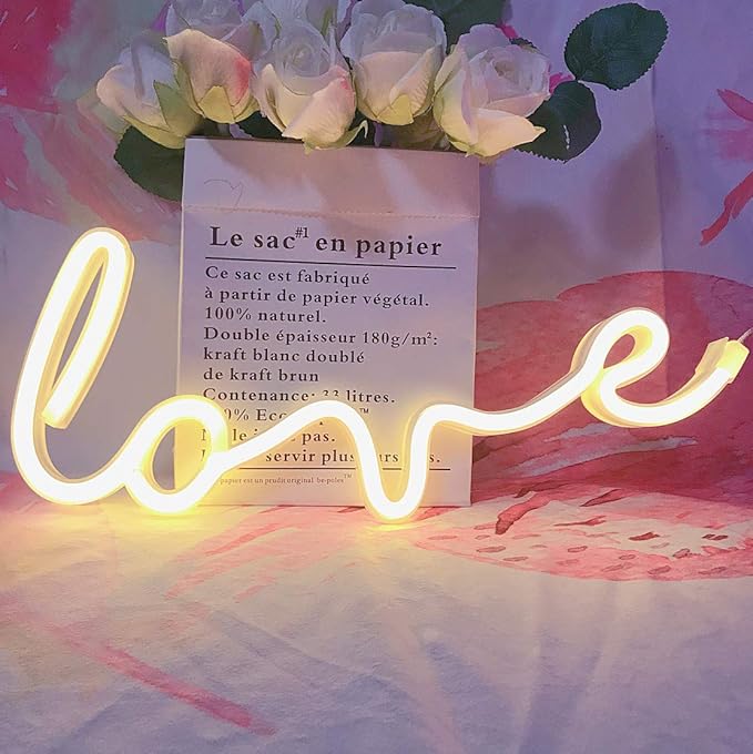QiaoFei Letreros de Amor de neón Art Light LED Love Kids Letrero ...