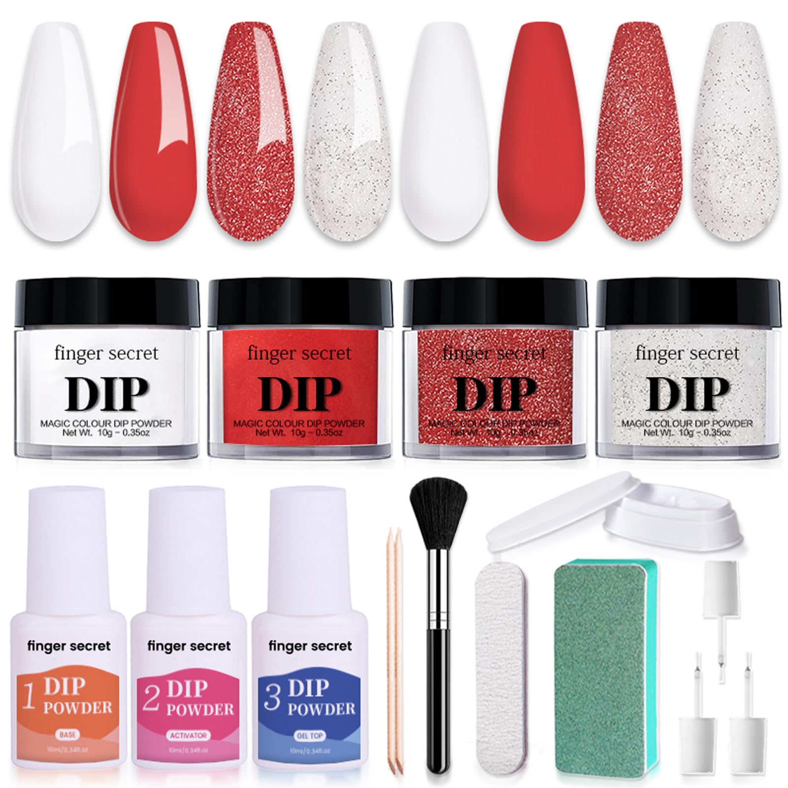 finger secret Dip Nail Powder Starter Kit,4Colors Dip Powder Set ...