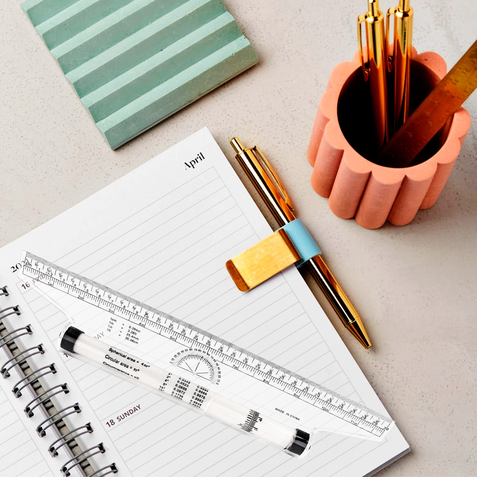 Mua Cionyce 2 Pcs Plastic Measuring Rolling Ruler, 12 Inch Drawing ...