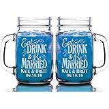 Amazon.com: Initial Mr Mrs Set of 2 Personalized Mason Jars Drinking Mugs with Handle ...