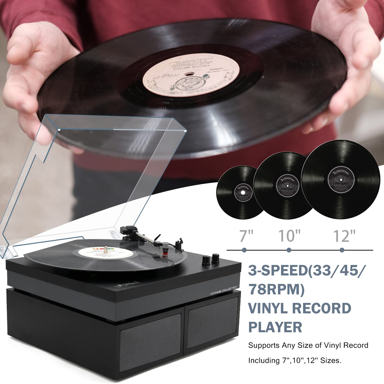 Mua LP&No.1 Vinyl Record Player with Stereo Bookshelf Speakers, 3-Speed ...