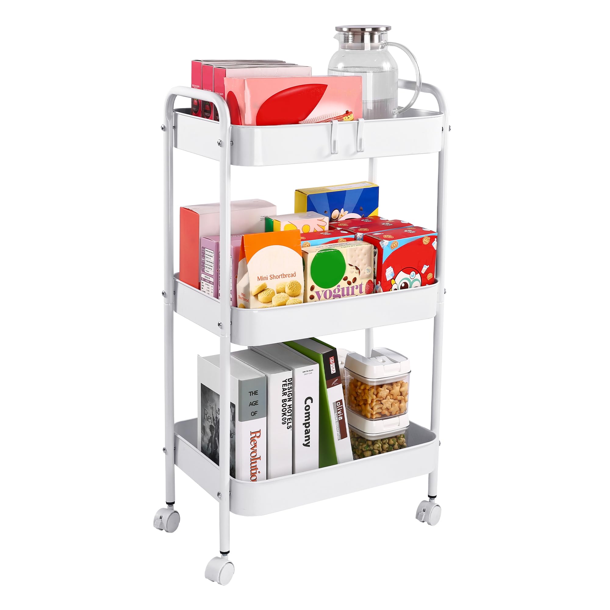 Mua 3 Tier Metal Rolling Cart, Utility Rolling Carts with Wheels ...