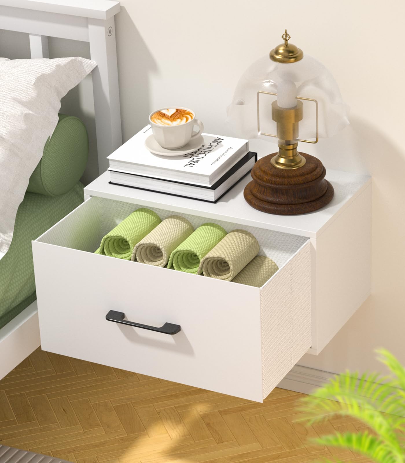 Adowes Floating Nightstand Shelf with Drawer, Wall Mounted Nightstand ...