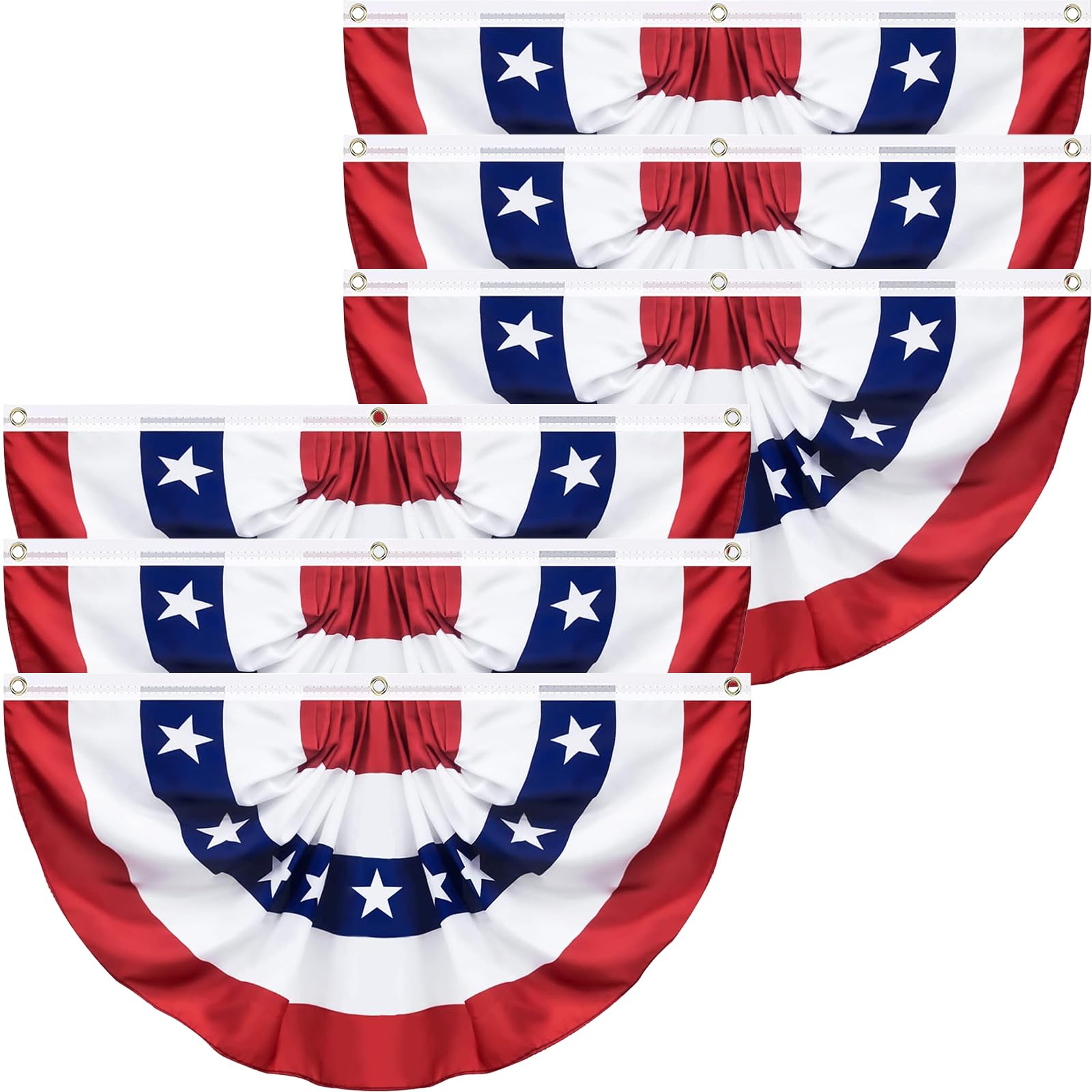 6 Pack American Pleated Fan Flag, 3 X 6 Ft 4th Of July Flags Bunting ...