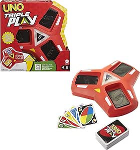 Amazon.com: Mattel Games UNO Triple Play Card Game with Card-Holder ...
