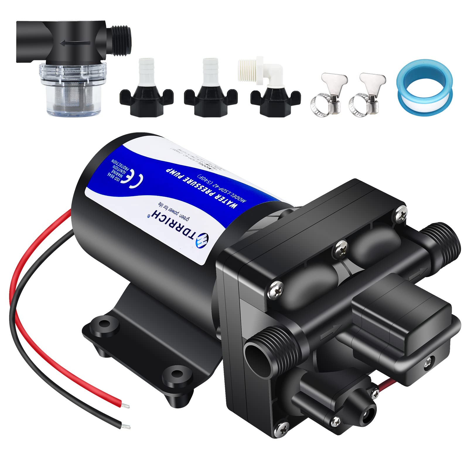 TDRRICH 12v Water Pressure Increase Booster Pump for RV,4-Chamber Self ...