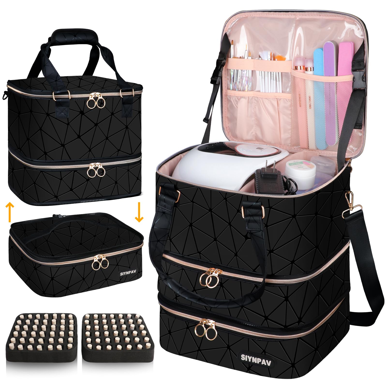 SIYNPAV Nail Polish Organizer Bag Holds 84 Bottles (15ml/0.5fl.oz ...