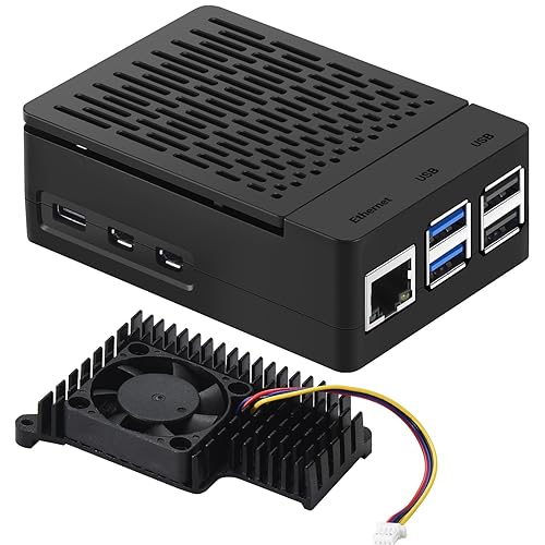 Raspberry Pi 5 Case, Pi 5 Case Fan ABS Case with PWM Heatsink 4 Pin Fan ...