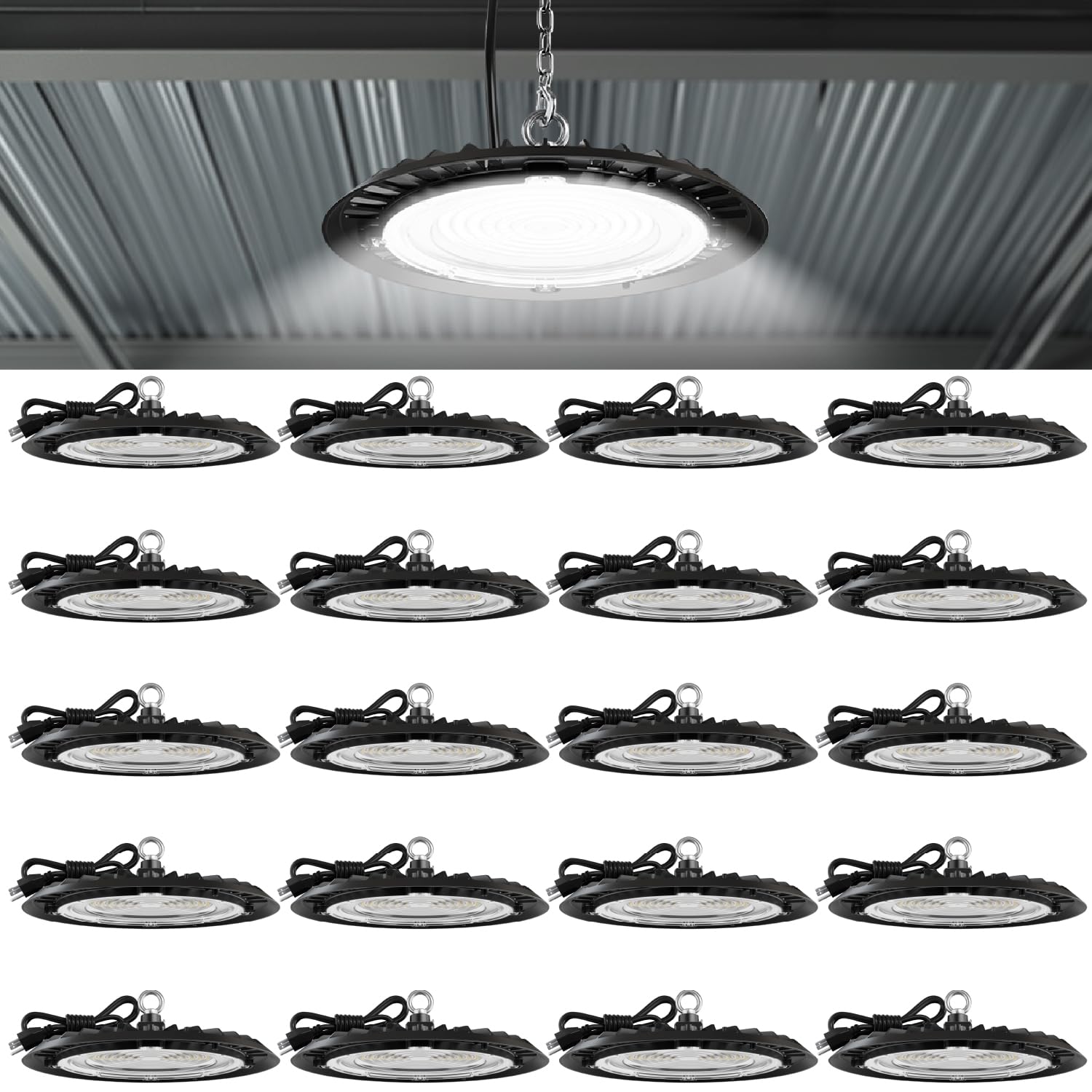 Sunco 20 Pack UFO LED High Bay Light, Shop Lights for Warehouse, Plug ...