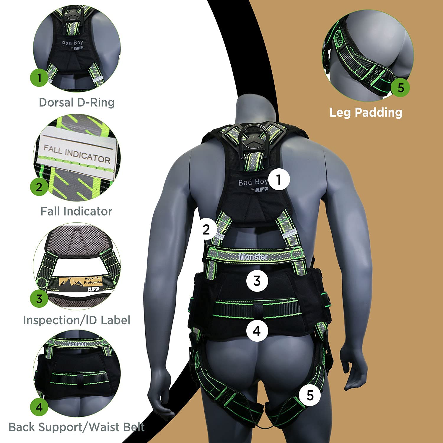 Mua AFP Fall Protection Full-Body Premium Safety Harness, Vented ...