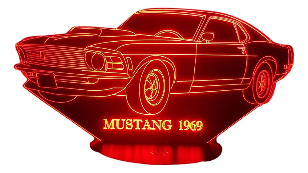 F. MUSTANG 1969, lampe 3D à LED - led illusion 3D - 7 Couleurs: Amazon ...