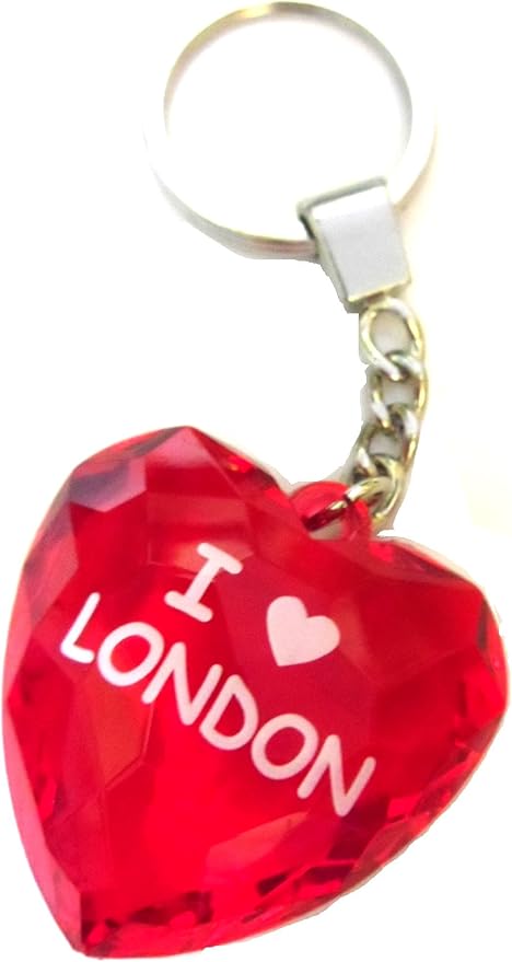 Amazon.com : I Love London Keyring in Red/Red Glass Heart Shape Keyring ...