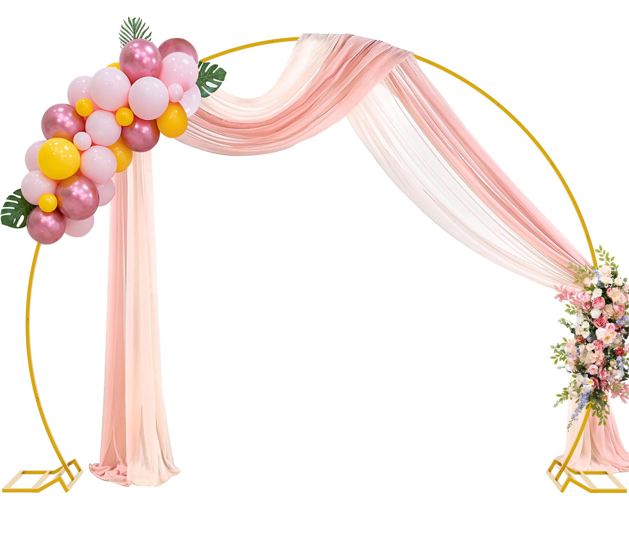 Fomcet 9FT x 6.8FT Circle Balloon Arch Frame Gold Round Arch Backrop ...