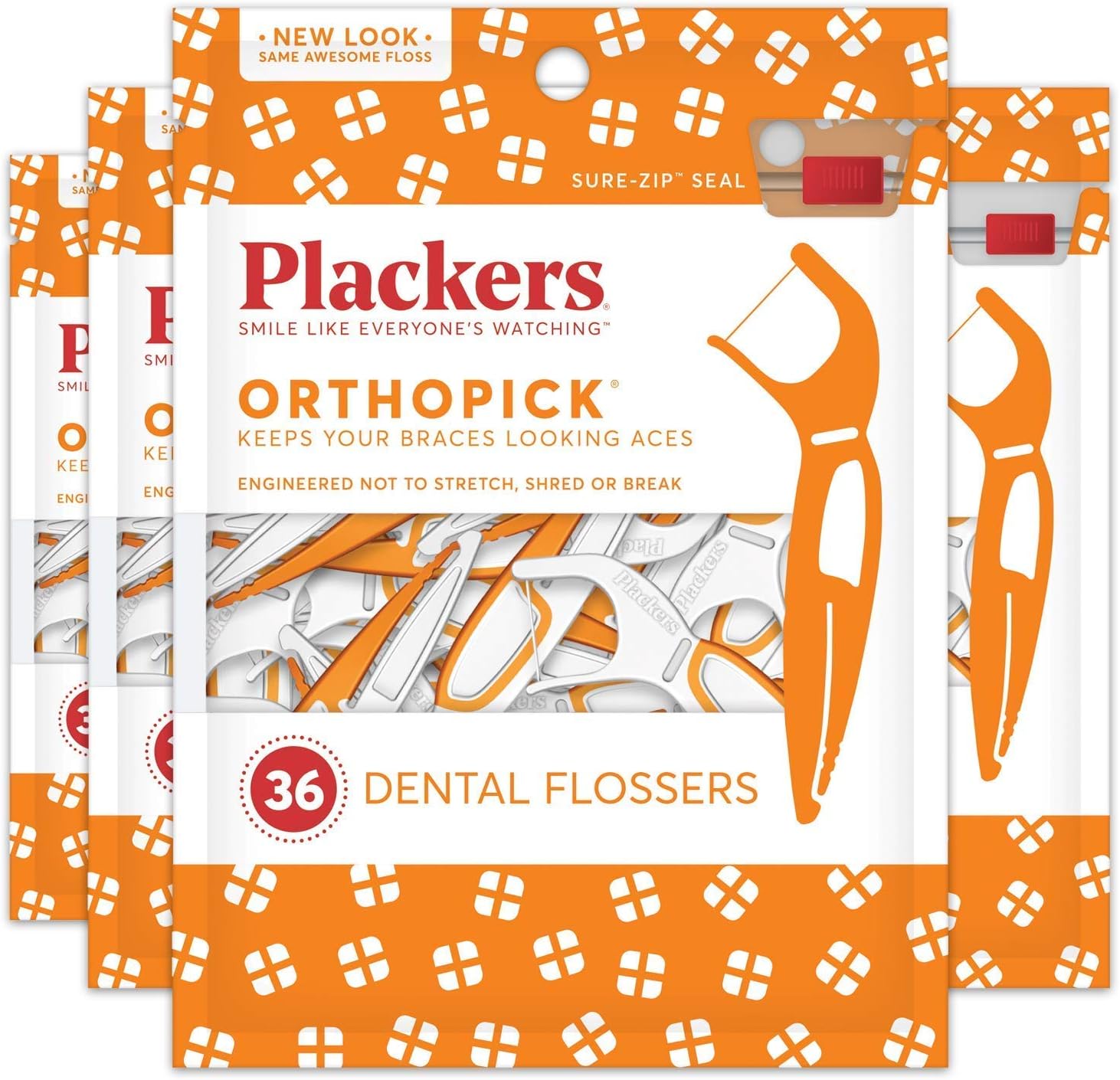 Plackers Orthopick Dental Floss Picks for Braces, 36 Count (Pack of 4 ...