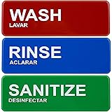 Wash, Rinse, Sanitize Labels for 3 Compartment Sink, 2.75″ x 9″ Perfect ...
