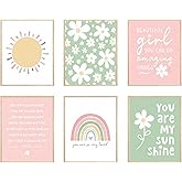Amazon.com: Pink Nursery Wall Art Prints Baby Girl Canvas Rainbow ...
