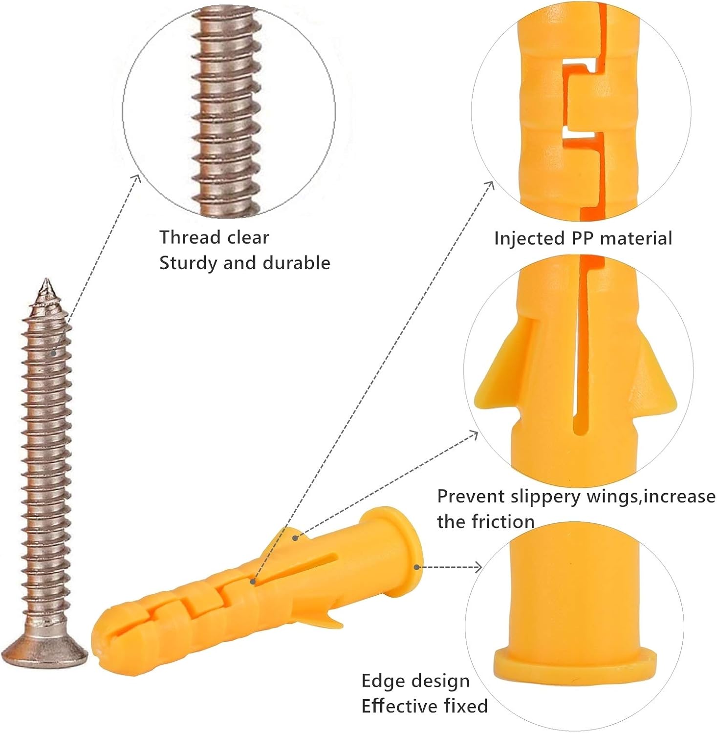 50Pcs Self Tapping Screws Expansion Column Anchor Self Drilling Drywall ...