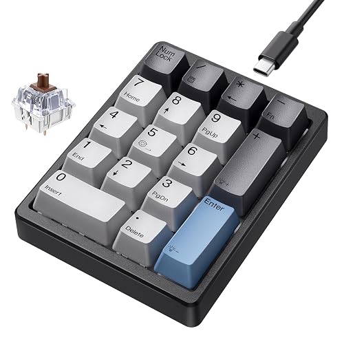 Kisnt Mechanical Number Pad,Hot Swappable Numpad Wired USB 17 Keys ...
