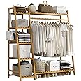 Amazon.com: Baveke Bamboo Clothing Garment Rack 7 Tier Storage Shelf ...