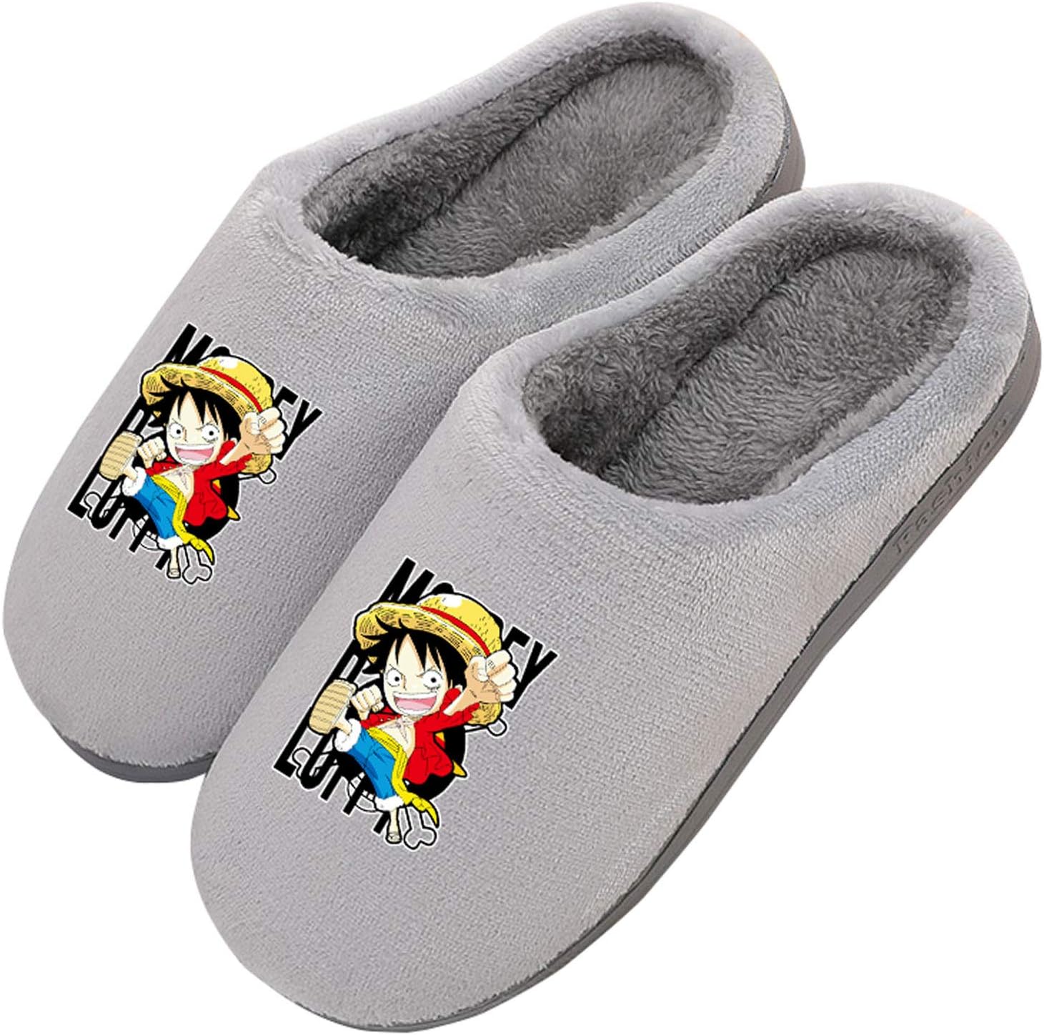 Unisex Cute Cartoon Anime One Piece Monkey D. Luffy Slippers Winter ...