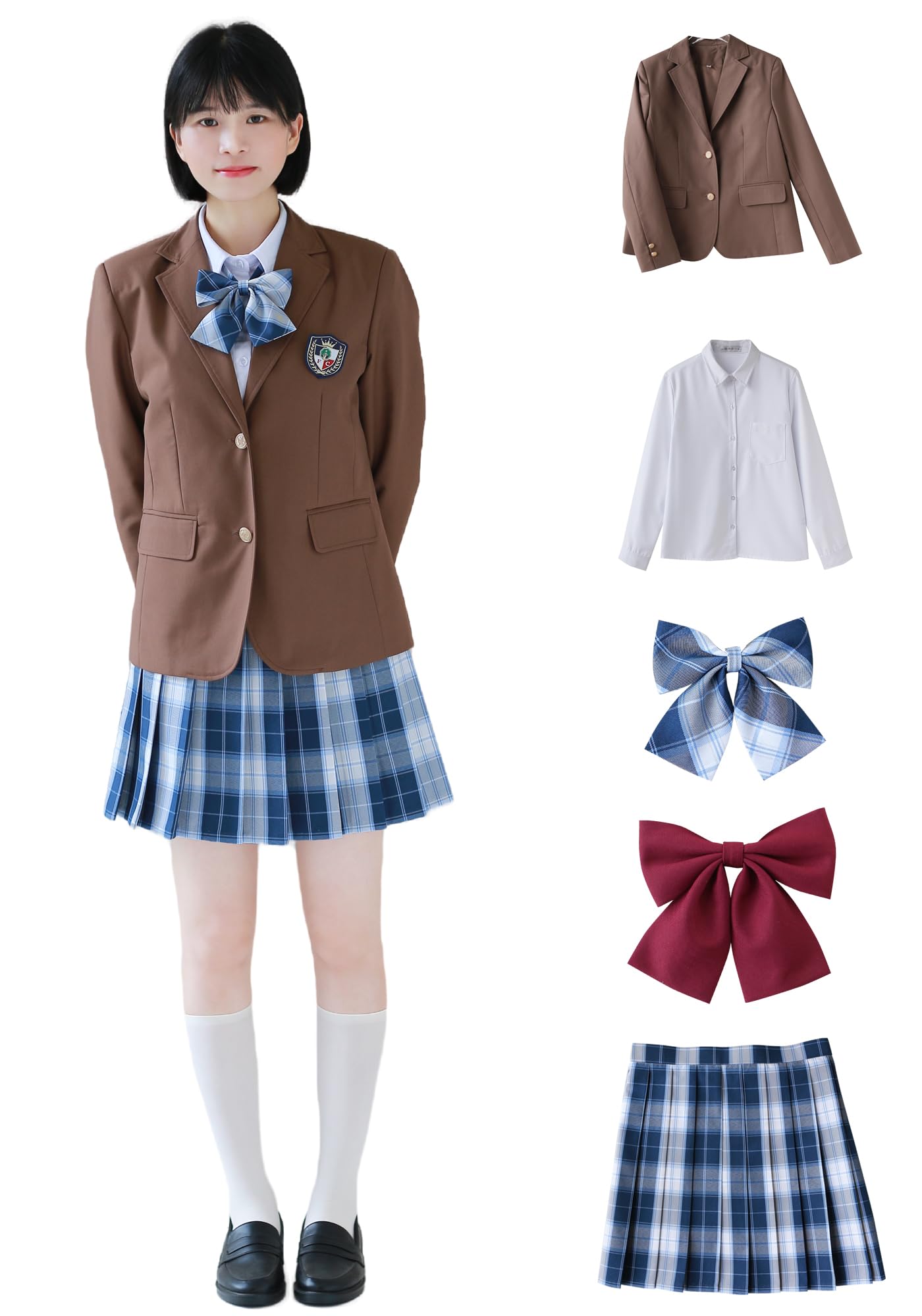 Mua Yunfchai Girls' School Uniform, Top and Bottom 5 Piece Set, Suit ...