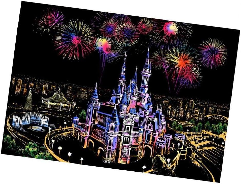 Attività creative Magia Scratch Art Paper Set Fantasy Castle Arcobaleno ...