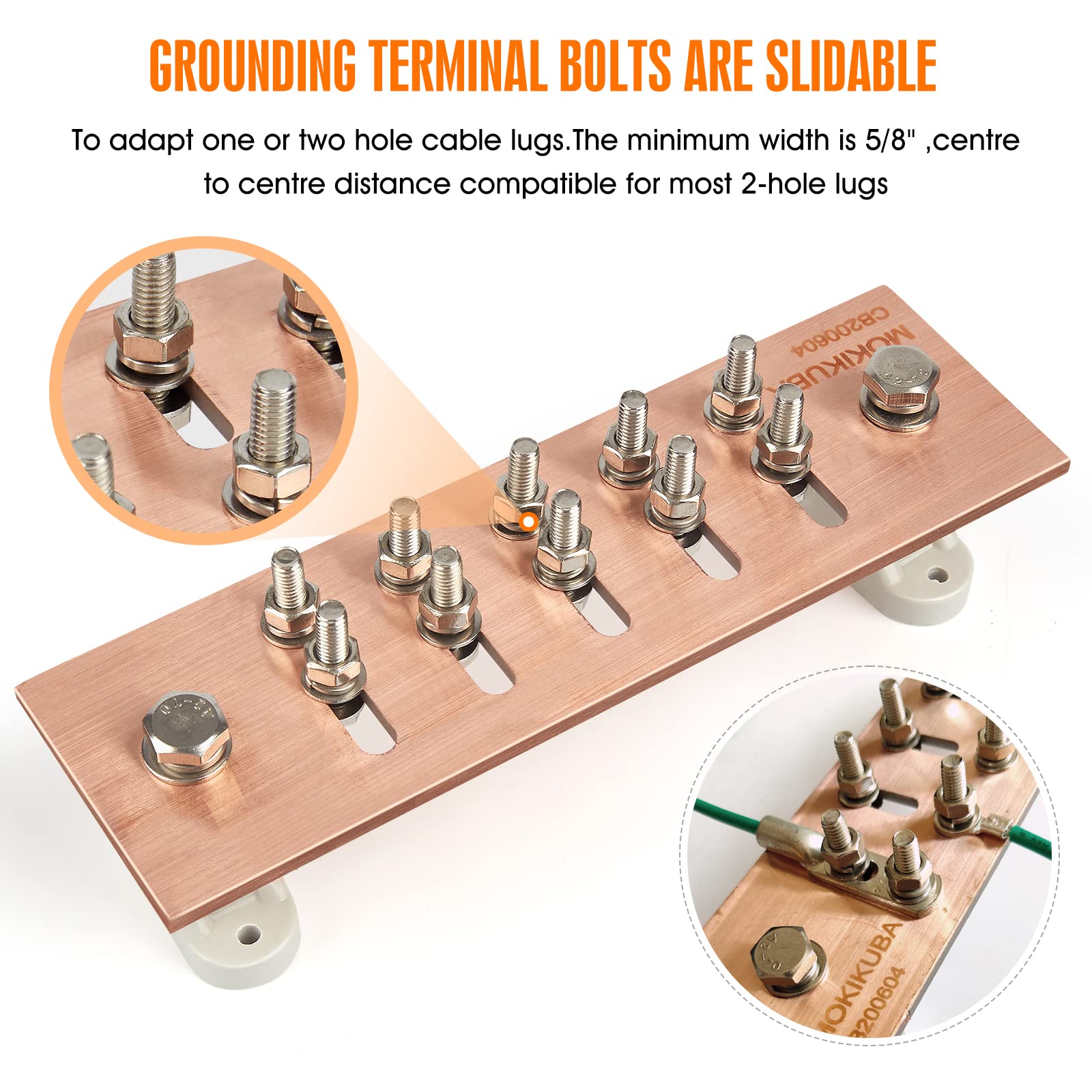 MOKIKUBA Copper Ground Bus Bar,Multipurpose Ground Bar Kit 7.88"x2.36"x ...