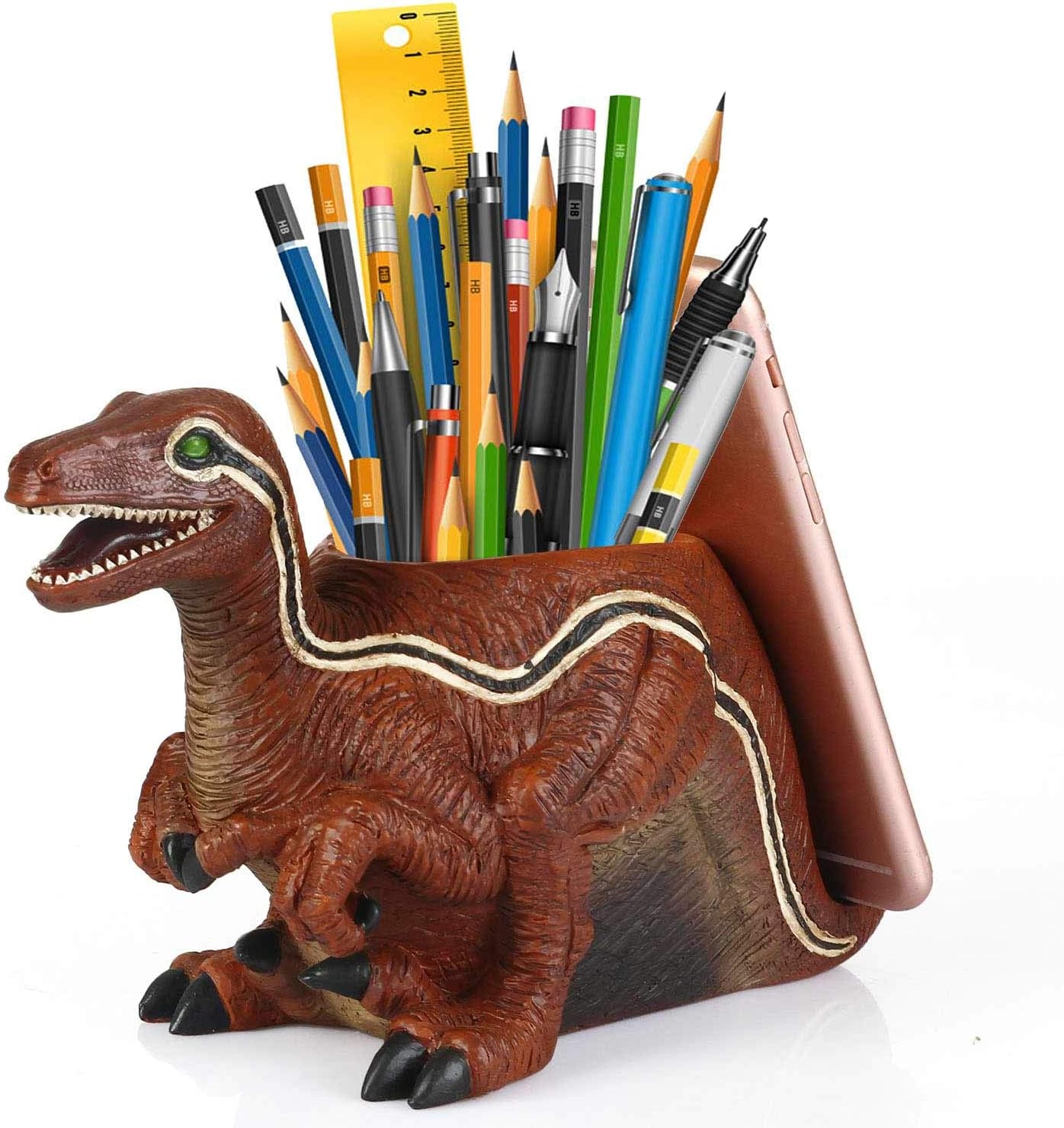 Dinosaur Pencil Holder With Phone Holder Desk Organizer Desktop Mobile ...
