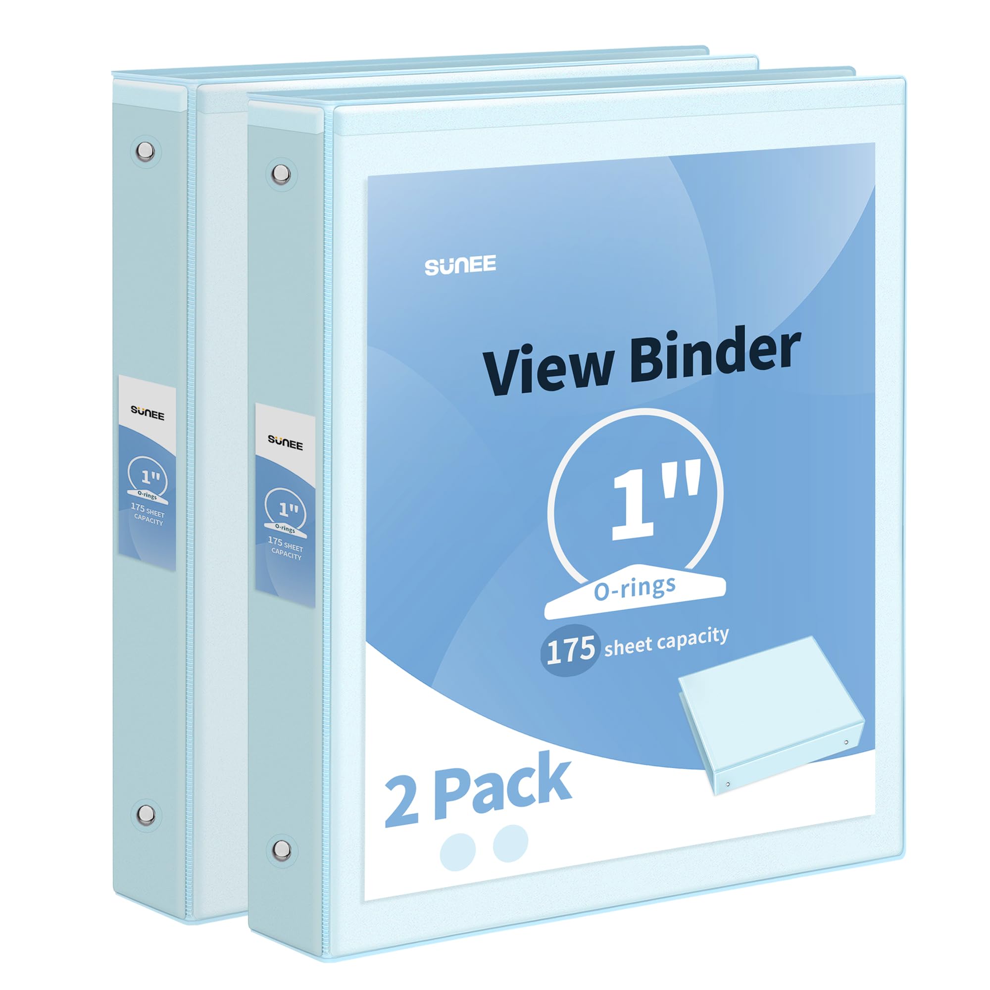 SUNEE 3 Ring Binder 1 Inch 2 Pack, Clear View Binder Three Ring PVC ...