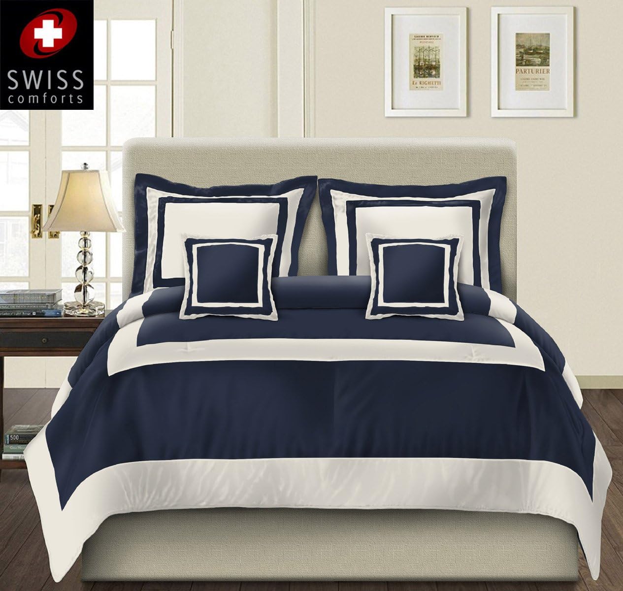 Swiss Comforts, 5pc Duvet Cover Set, 100% Cotton 300tc, Queen Size ...