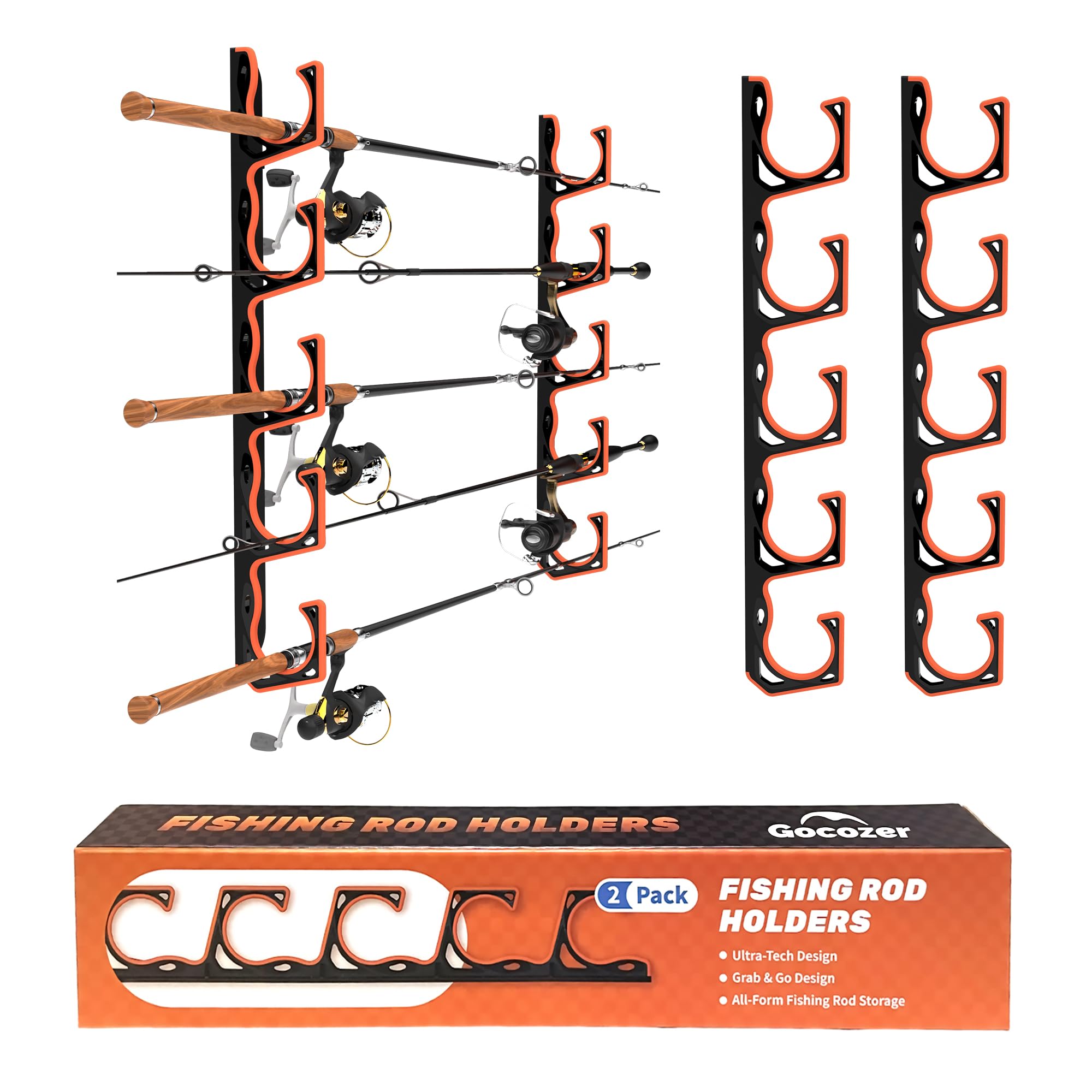 Fishing Rod Holder for Garage, H5 Wall or Ceiling Mounted Fishing Pole ...