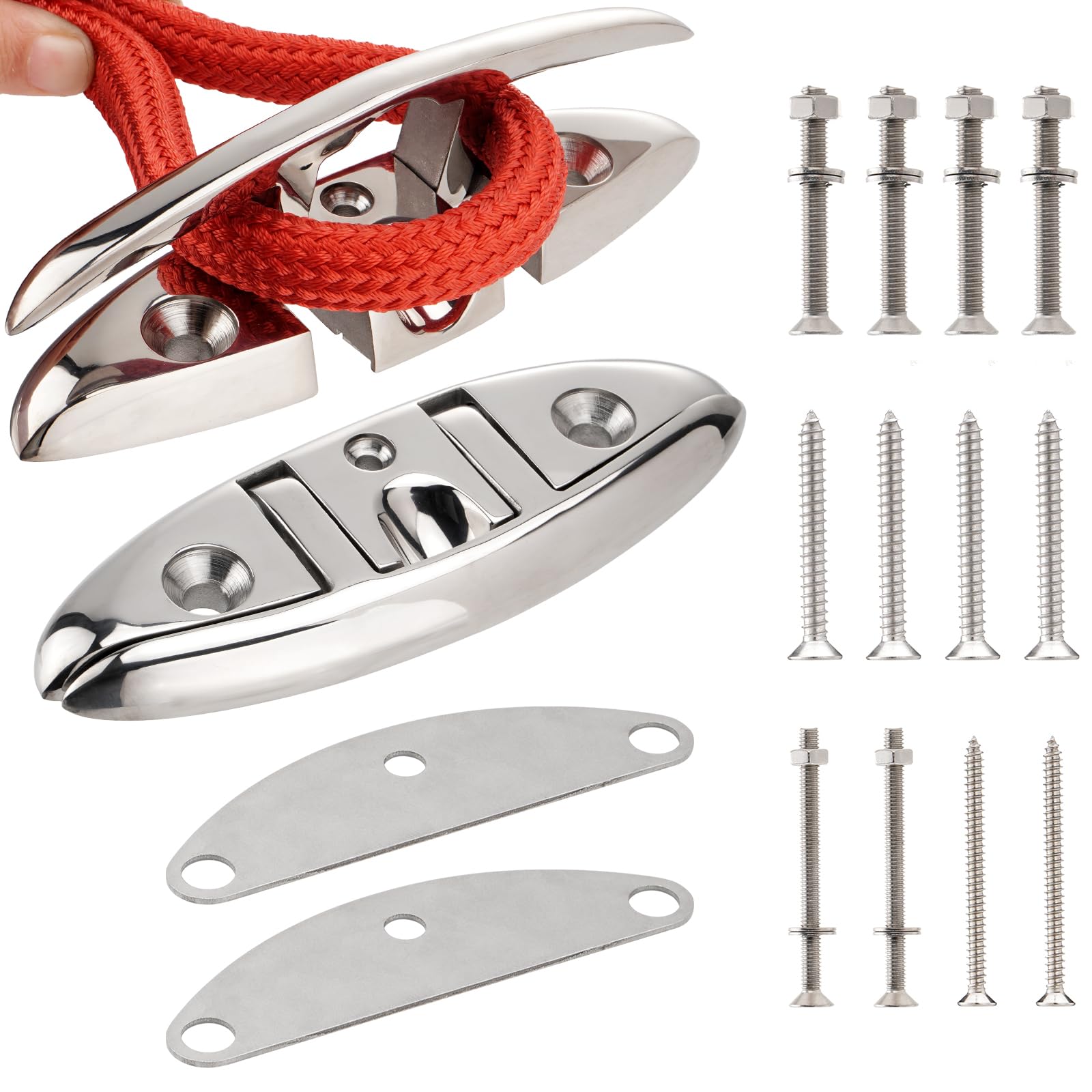 Racewill 2 Pack 6 inch Boat Folding Cleats, 316 Stainless Steel Flip-up ...