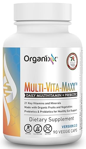Organixx Vegan Multivitamin for Women & Men, Prebiotic with Vitamin C ...