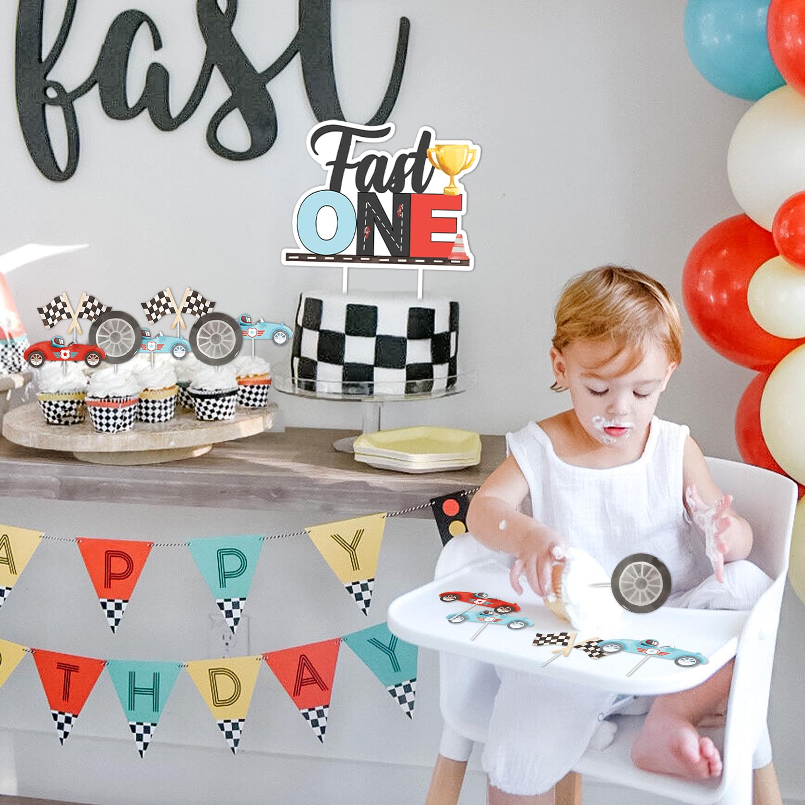 Mua Fast One Birthday Decorations for Boys - 25pcs Race Car 1st ...