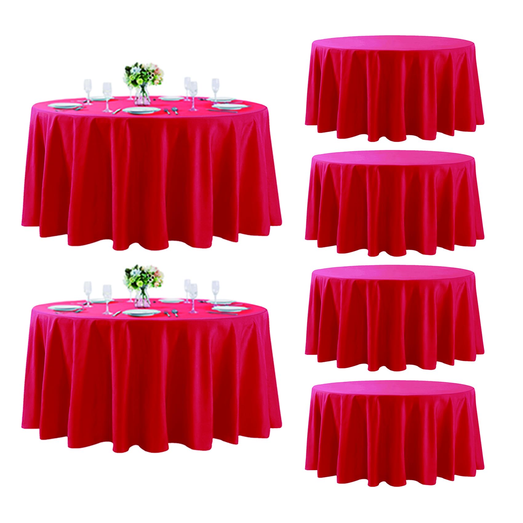 Fokitut 6 Pack Round Tablecloth, 132 Inch, Stain Resistant and Wrinkle ...